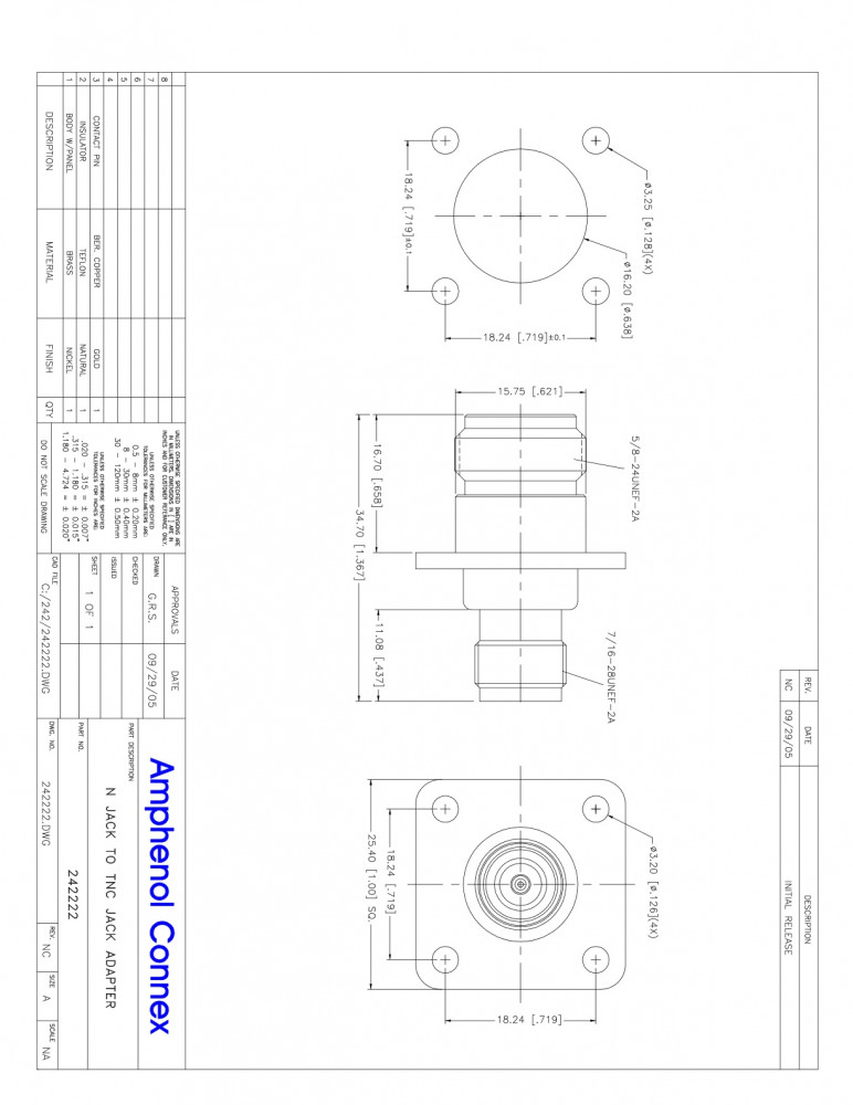 Amphenol 242222 technical drawing page