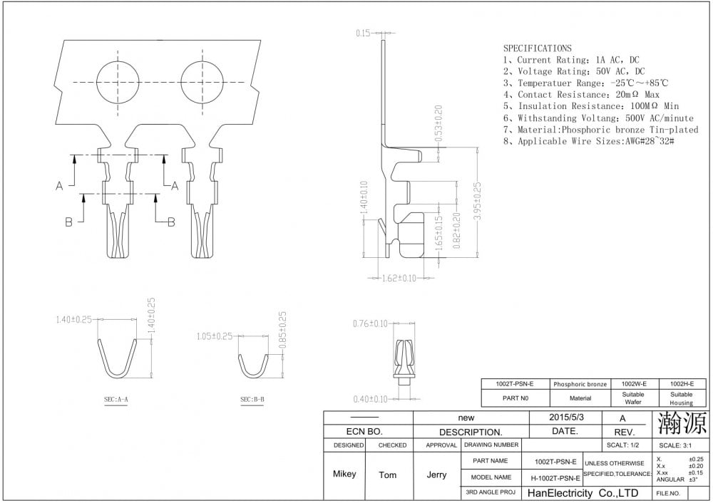 HanElectricity 1002T-PSN-E technical drawing