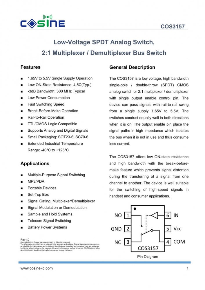 COS3157ST datasheet page 1