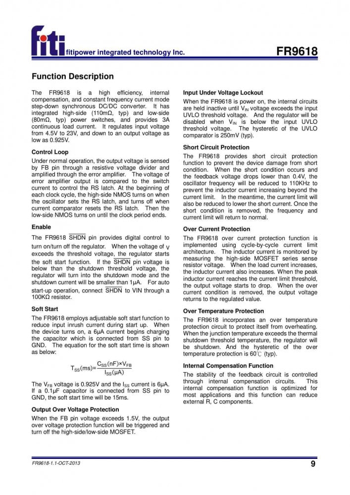 FR9618 datasheet page 9