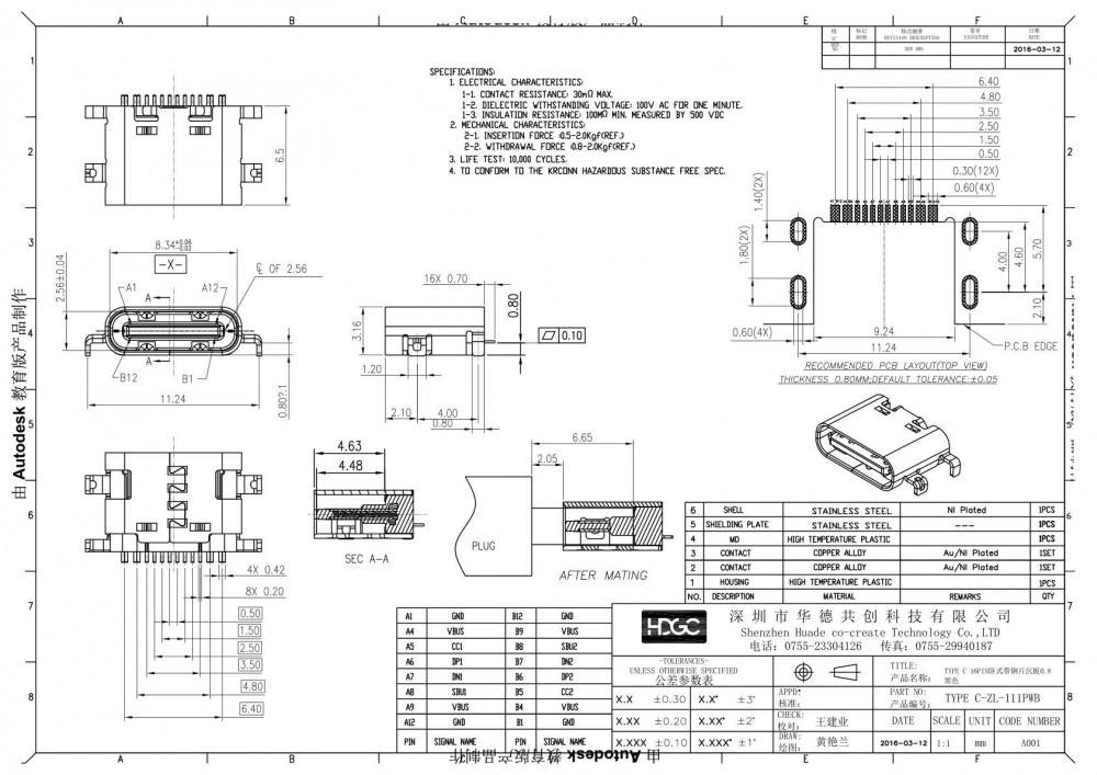 TYPE C-ZL-111PWB technical document page