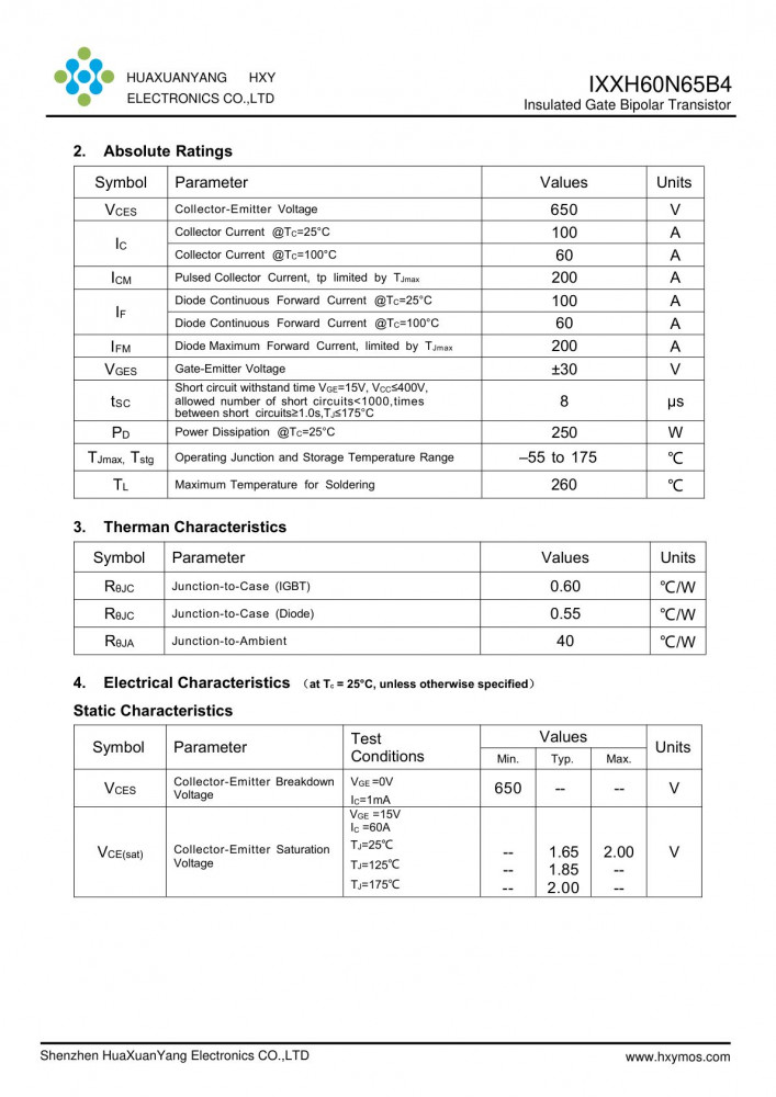 IXXH60N65B4-HXY datasheet page 2