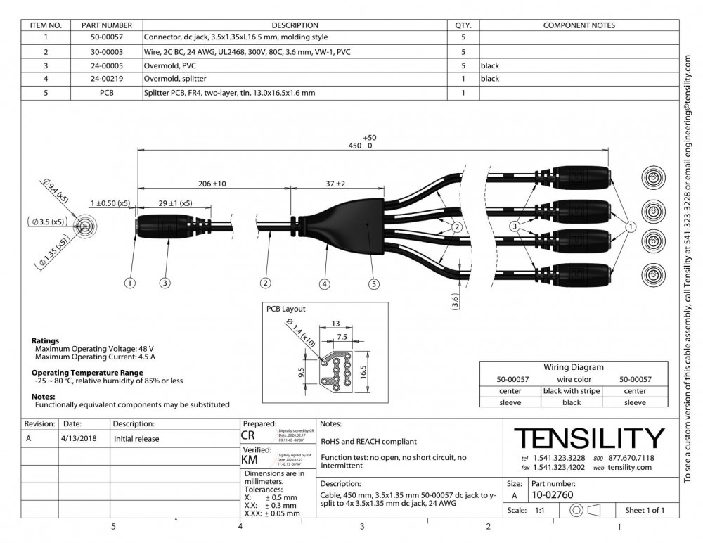 10-02760 product drawing and wiring information