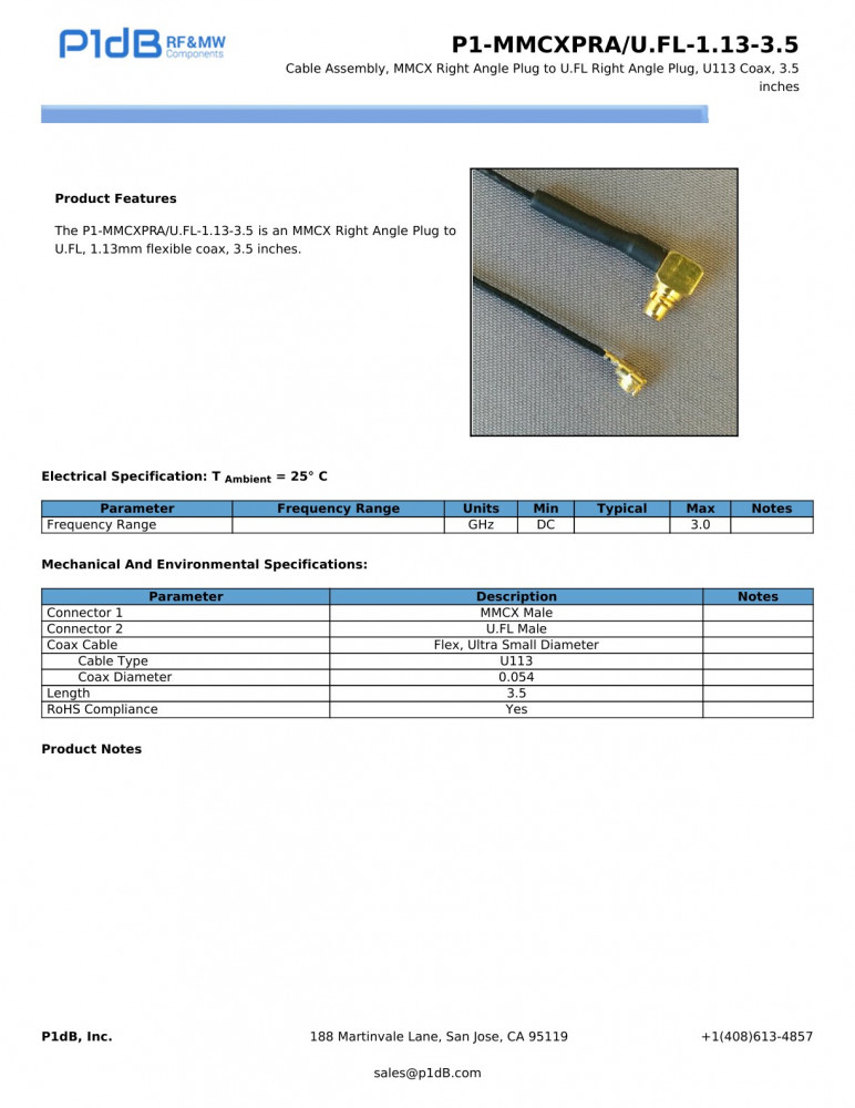 P1-MMCXPRA/U.FL-1.13-3.5 product document preview