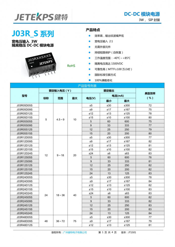 J03R05S12S datasheet page 1