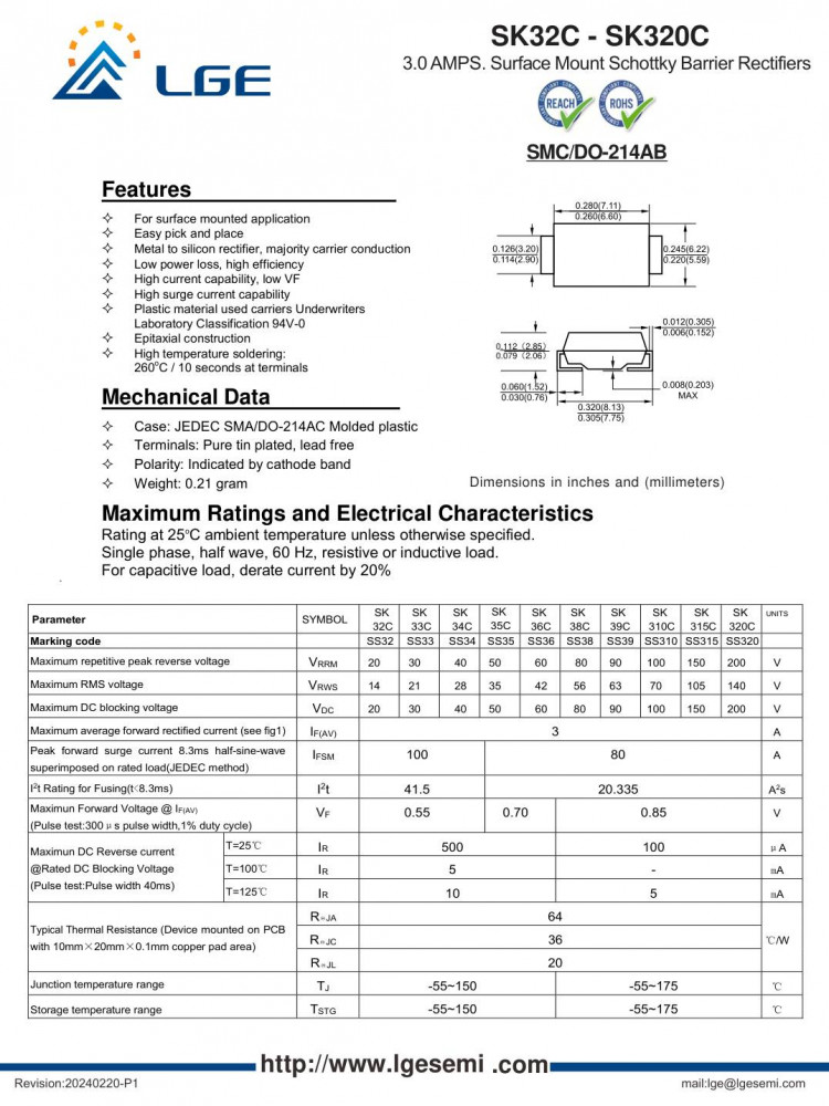 LGE SK34C datasheet page 1