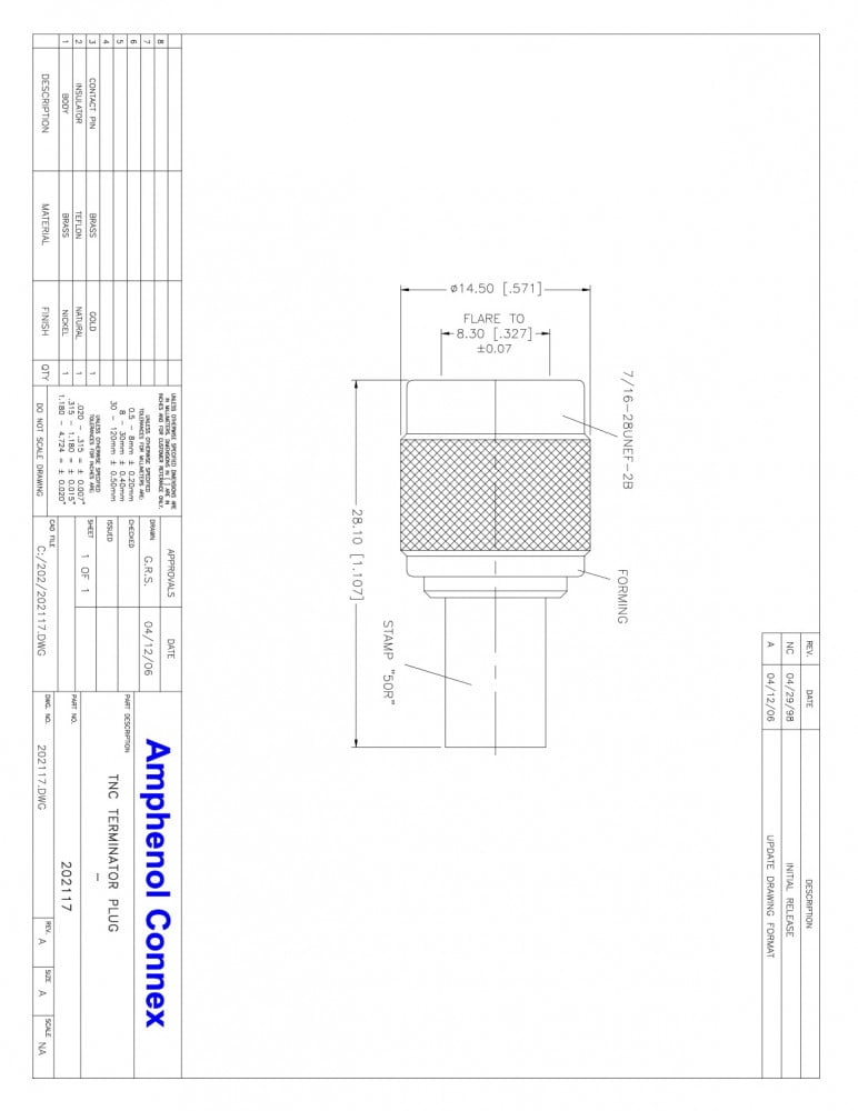 Amphenol 202117 technical drawing