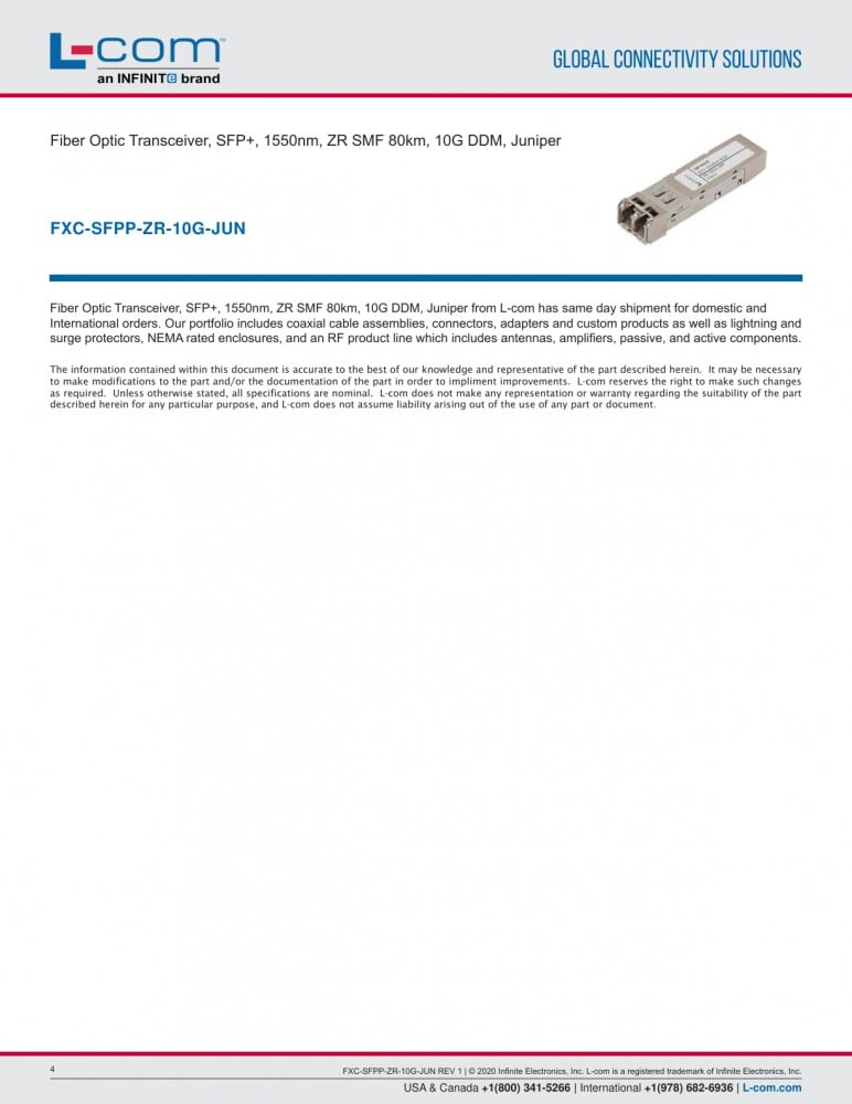 FXC-SFPP-ZR-10G-JUN datasheet page 4