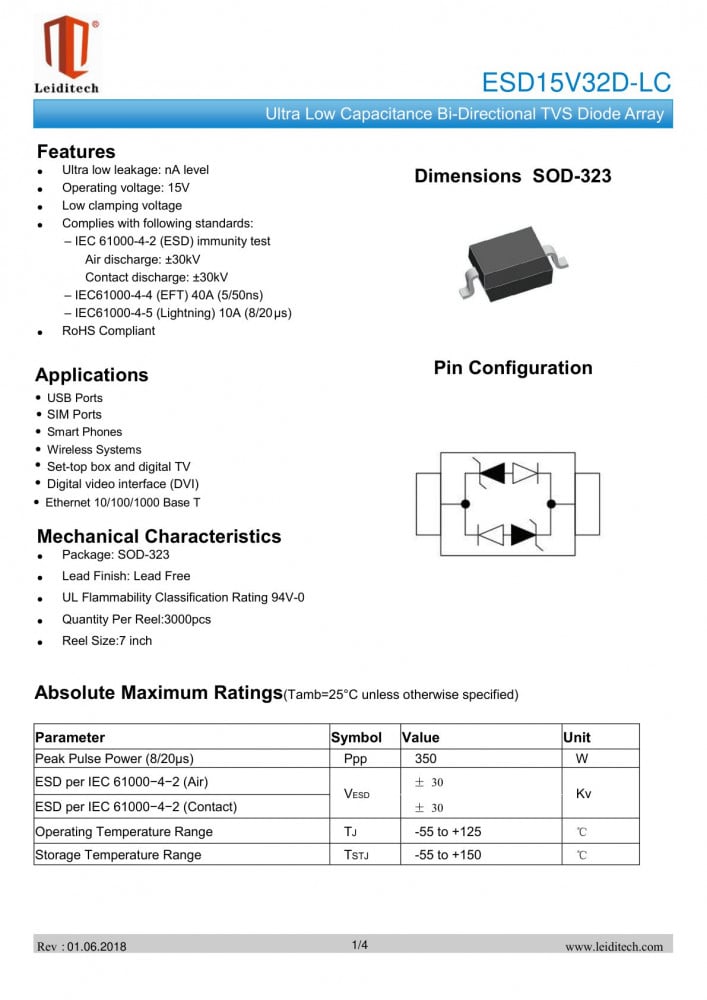 ESD15V32D-LC datasheet page 1