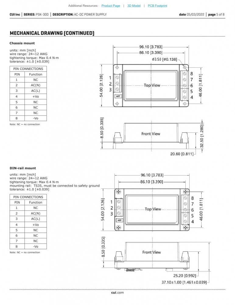 PSK-30D series datasheet page 5