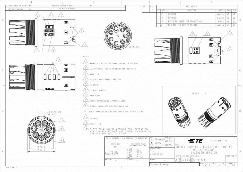 TE Connectivity 1-293721-3 technical drawing page 1