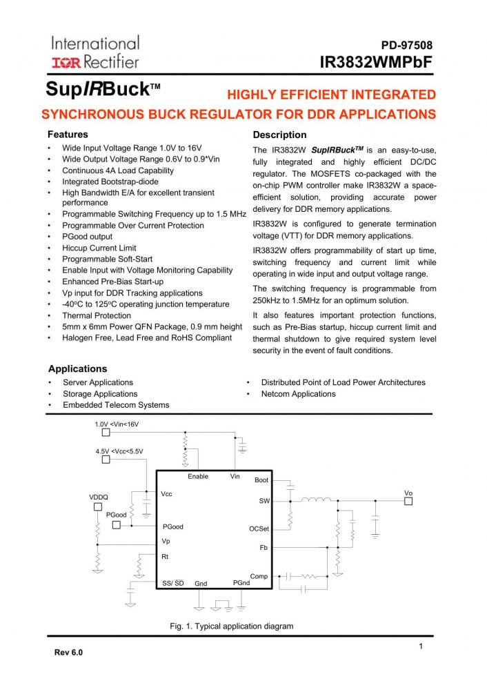 IR3832W datasheet page 1