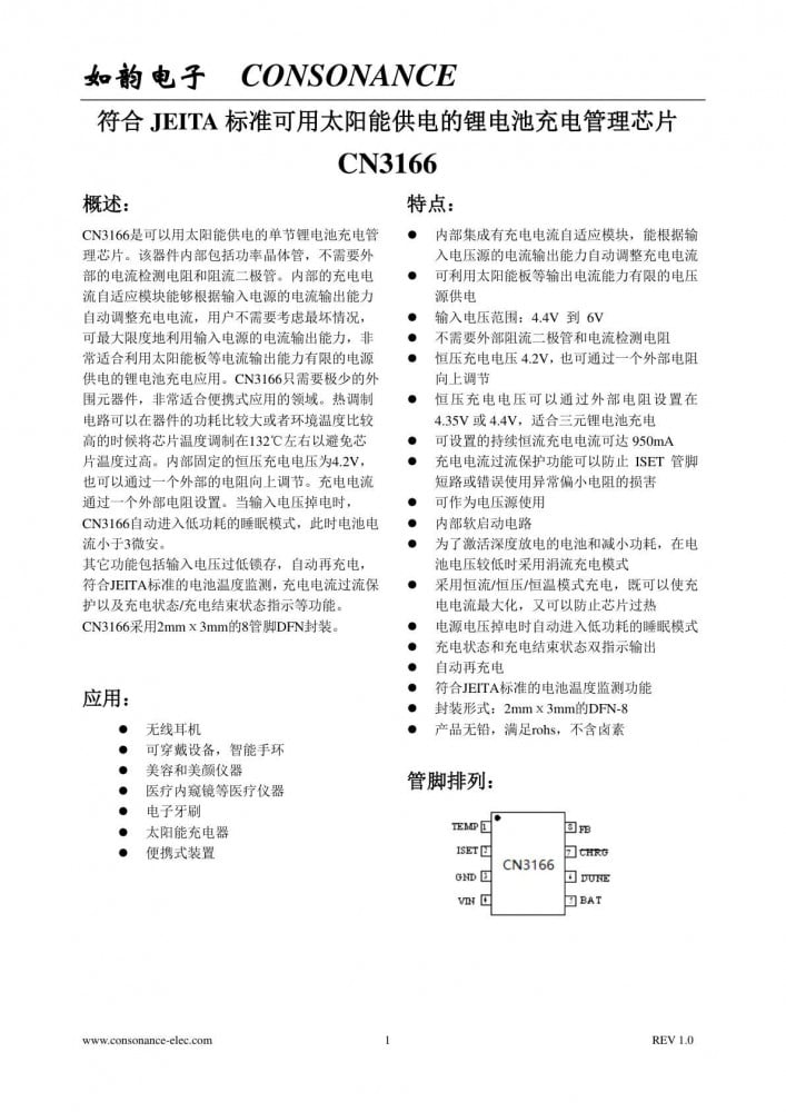 CN3166 datasheet page 1