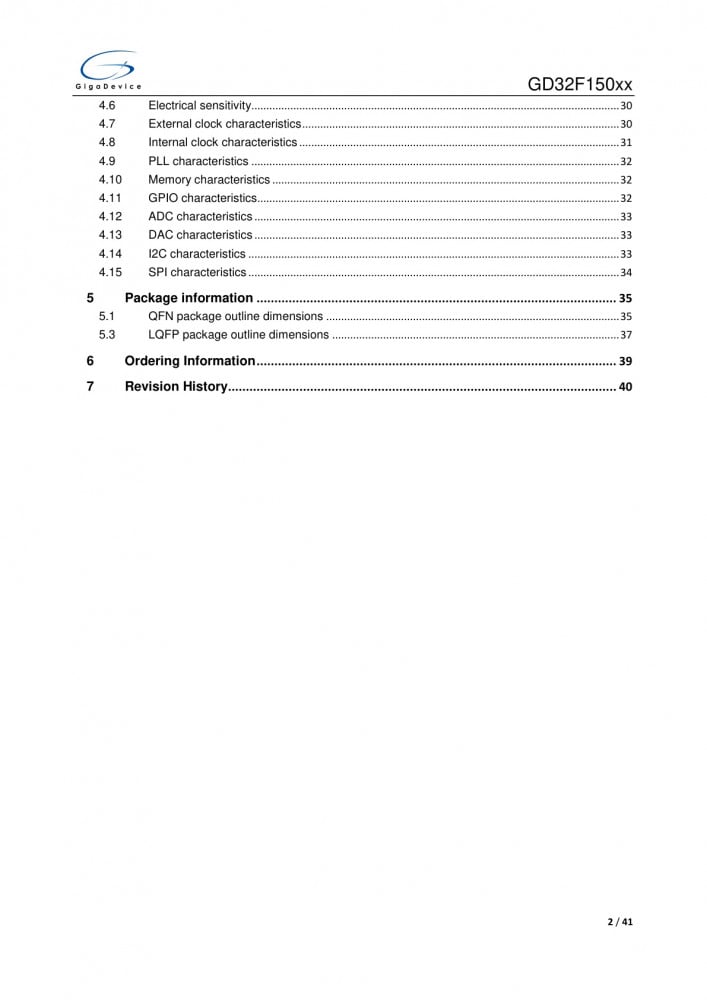 GD32F150xx datasheet page 3