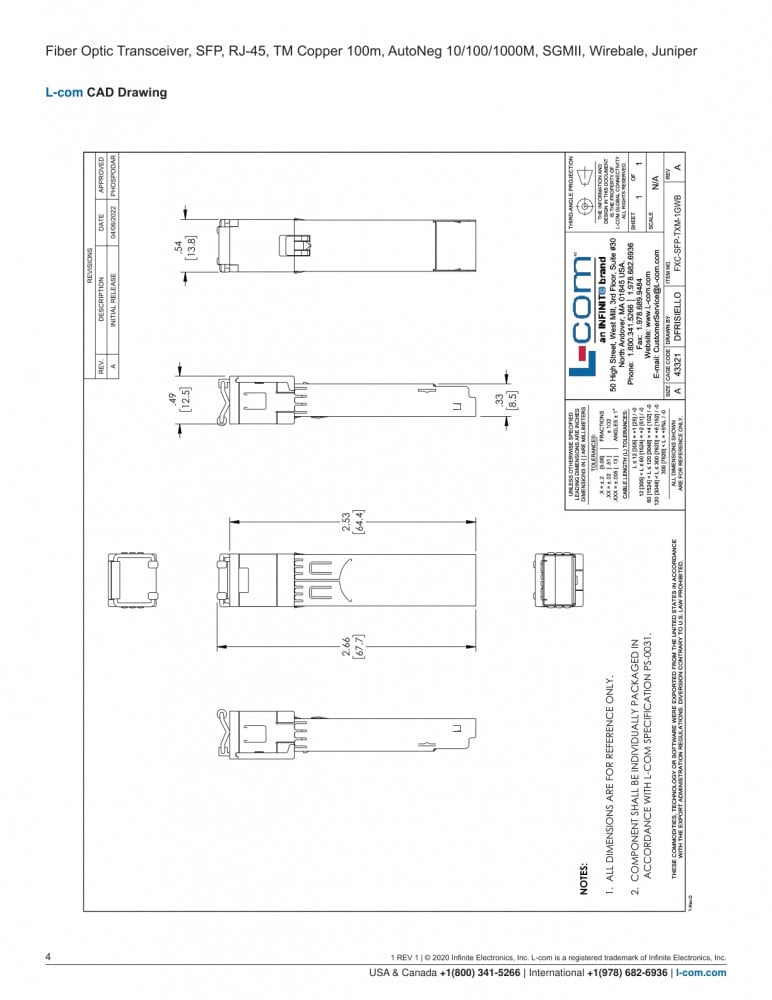 FXC-SFP-TXM-1GWB-JUN technical document page 4