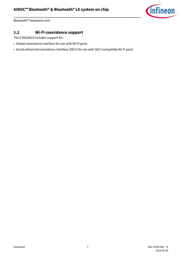 CYW20819 technical document page 7