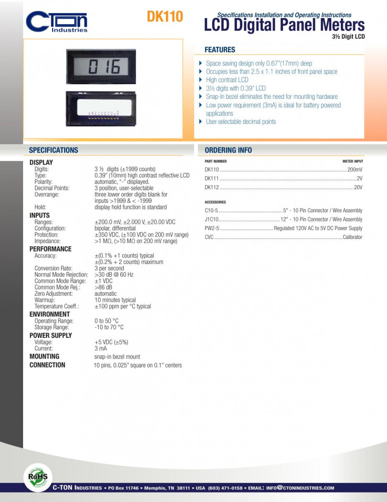 DK110 datasheet page 1