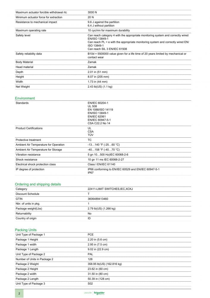 XCSLF3737332 technical document page 2