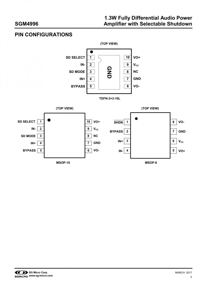 SGM4996 datasheet page 3