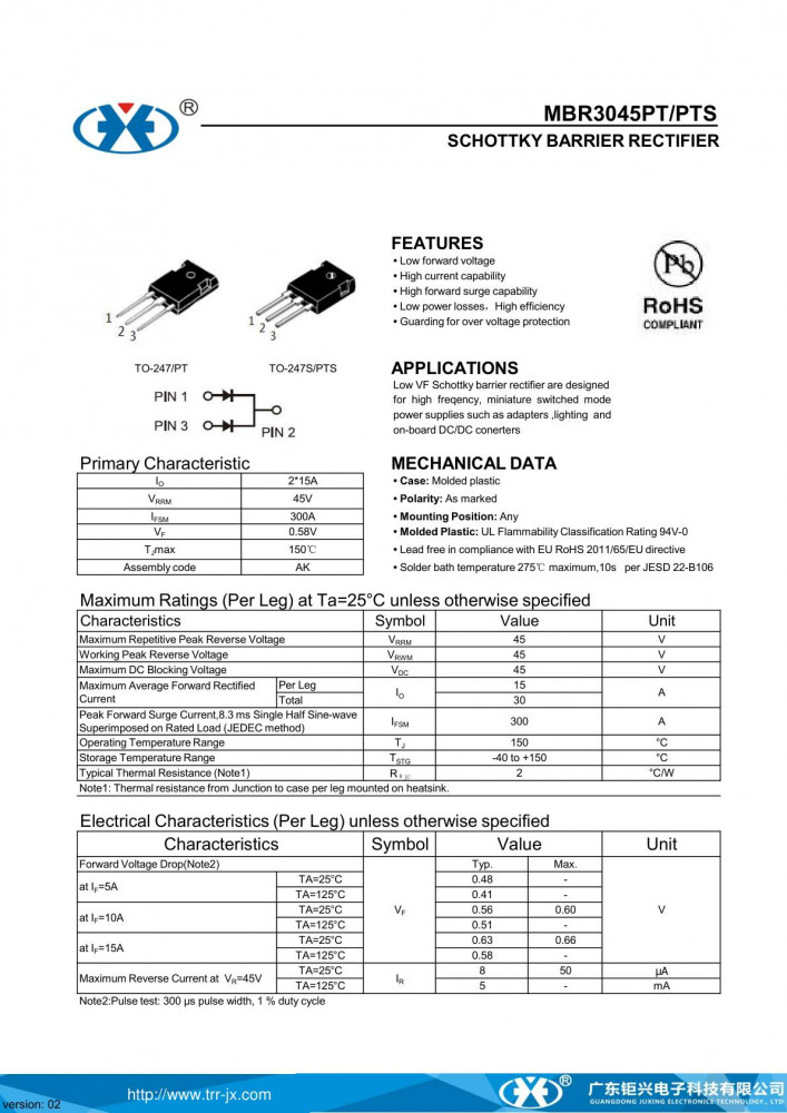 MBR3045PT datasheet page 1