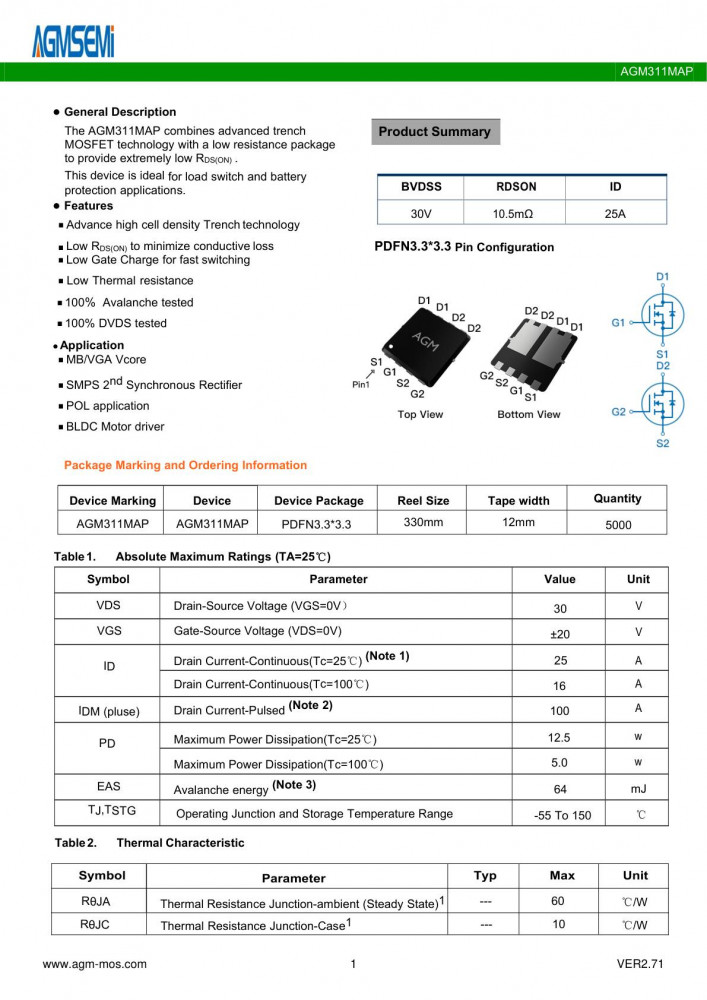 AGM311MAP datasheet page 1