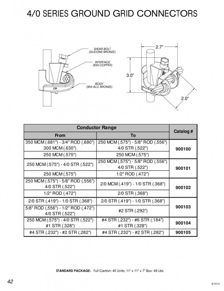 Burndy 4/0 Series Ground Grid Connectors product document image