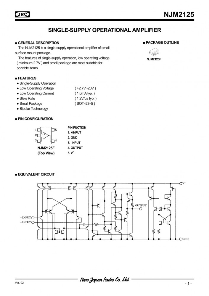 NJM2125F-TE1 datasheet page 1