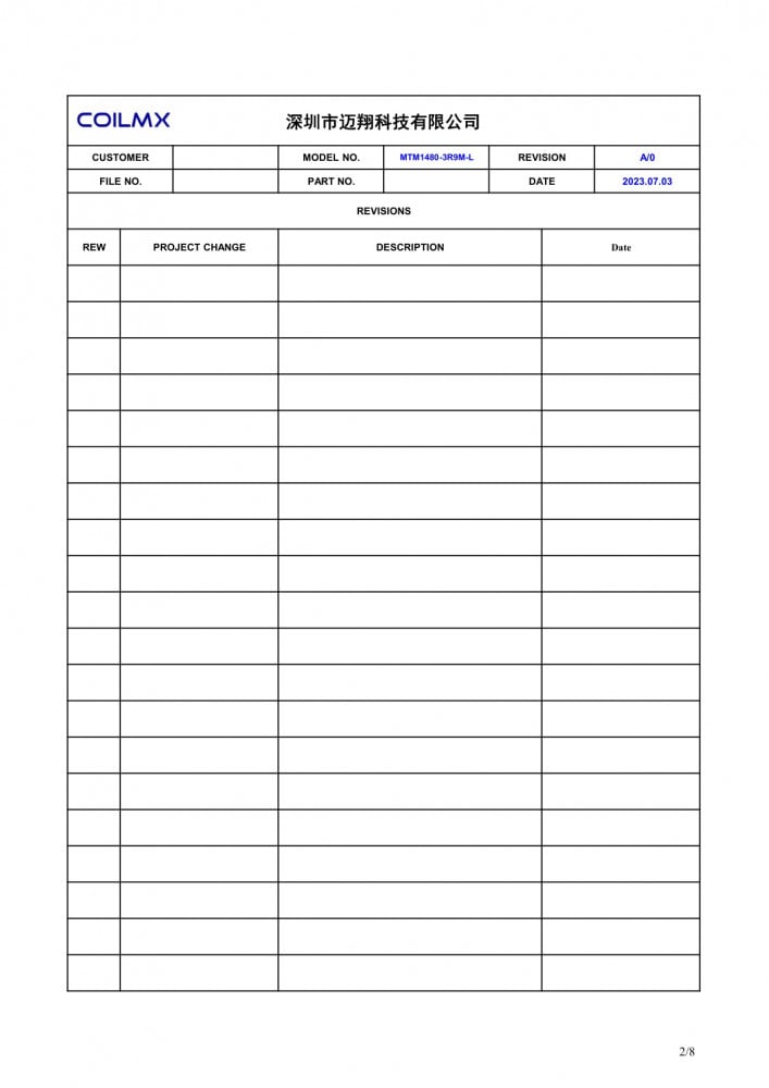 MTM1480-3R9M-L technical document page 2