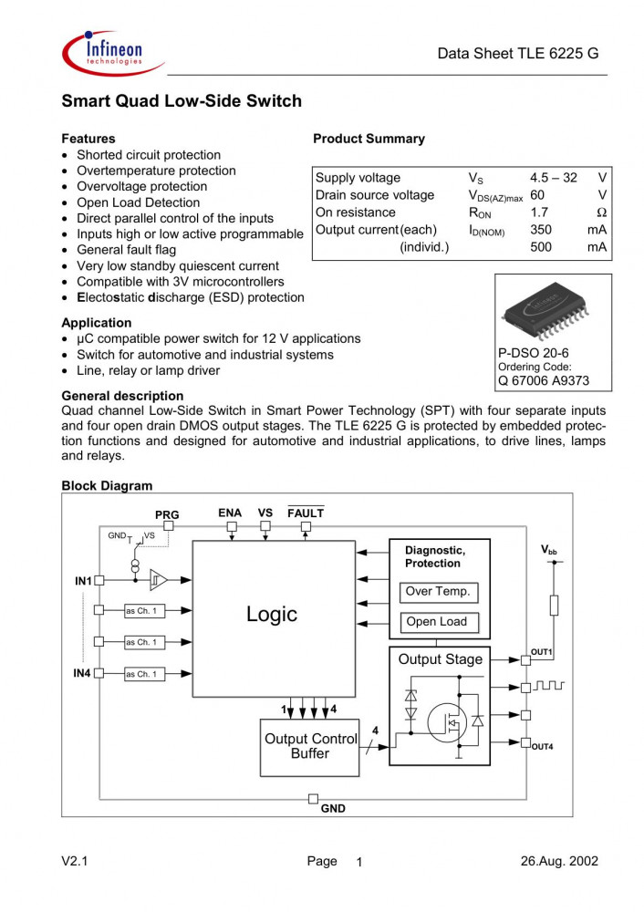 TLE6225G datasheet page 1