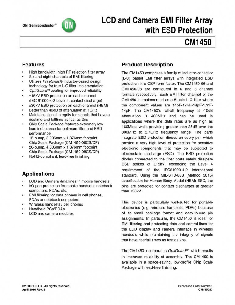 CM1450 datasheet page 2