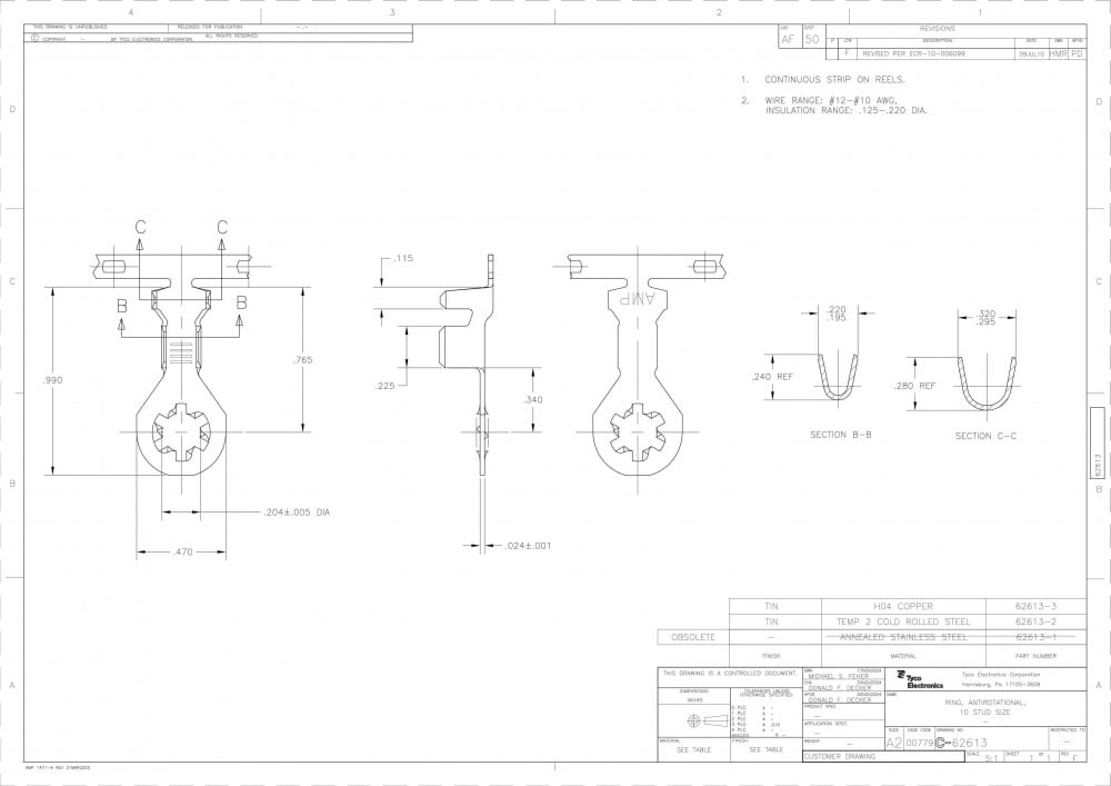 TE Connectivity 62613-3 technical drawing preview