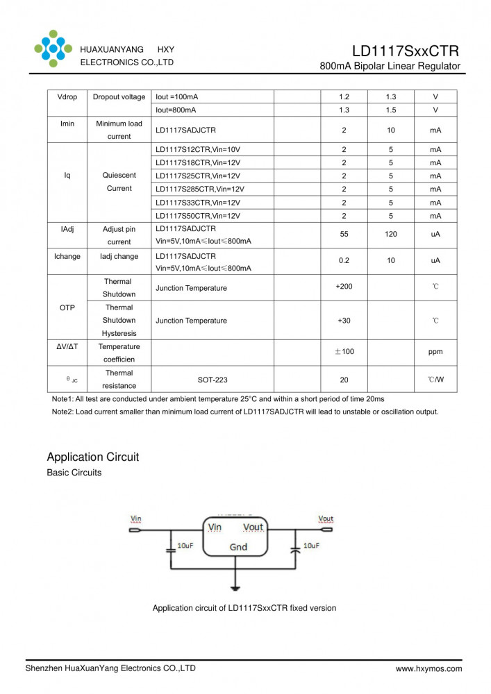 LD1117S50CTR-HXY datasheet page 4