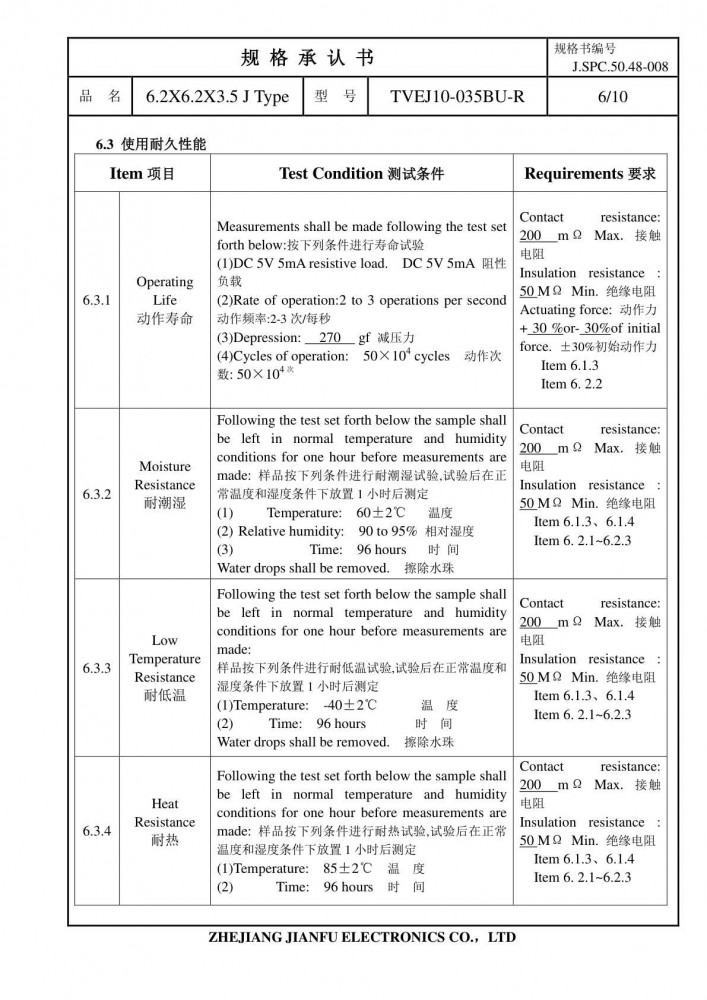 TVEJ10-035BU-R specification page 7
