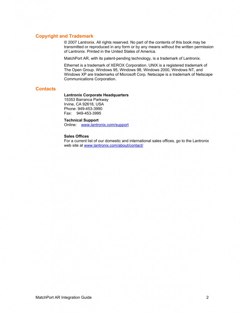 MatchPort AR technical document page 2