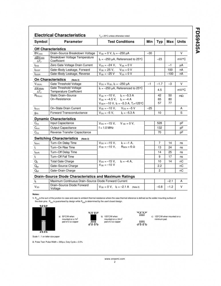 FDS9435A datasheet page 2
