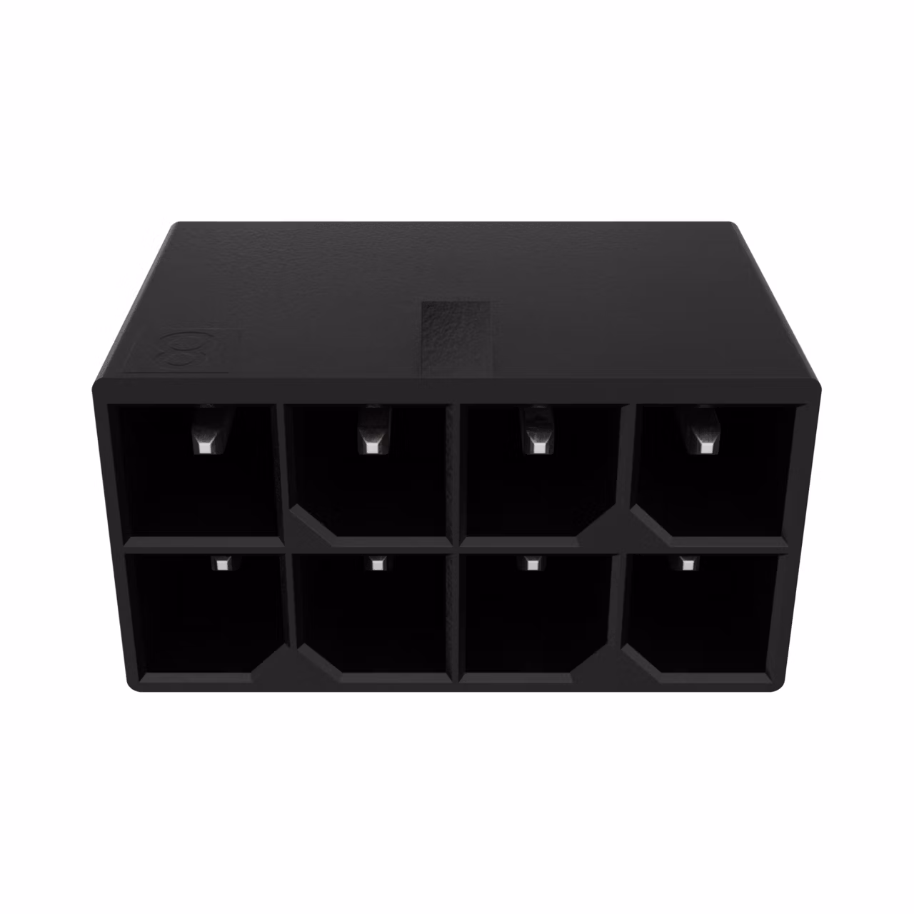 Mega-Fit Right-Angle Header, 5.70mm Pitch, Through Hole, Dual Row, 8 Circuits, Matte Tin (Sn) Plating, 3.60mm Tail Length, Glow-Wire Capable, Tape and Reel, Black for sale