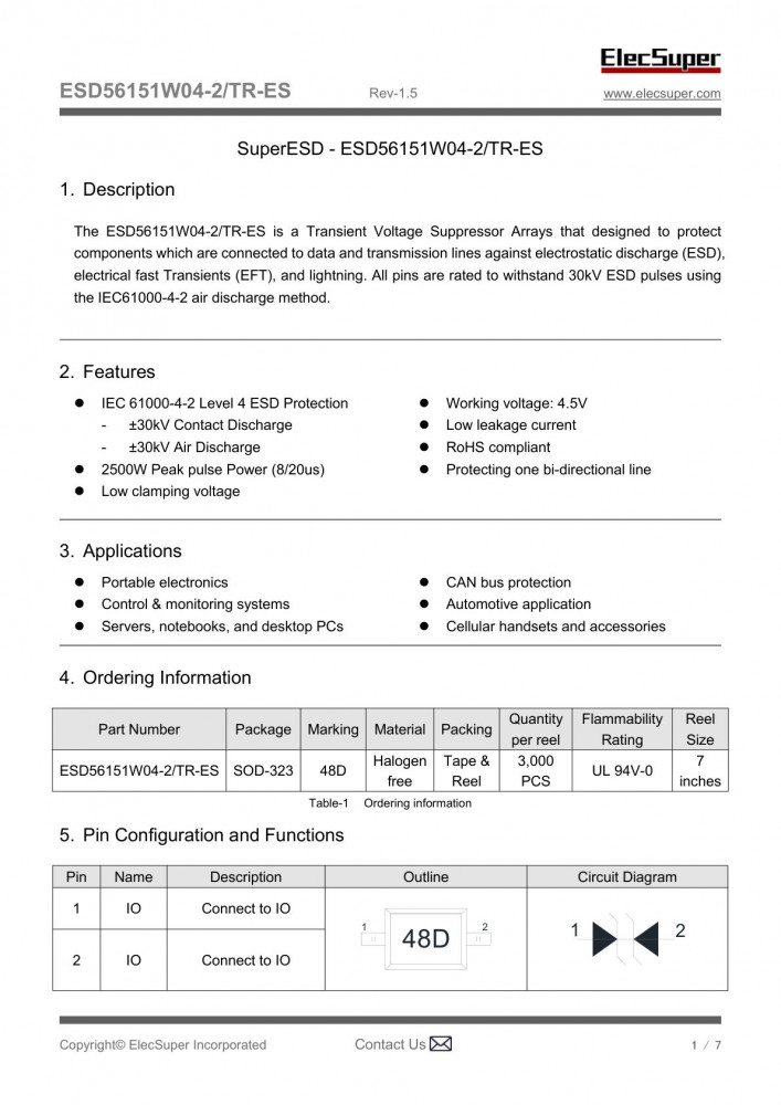 ESD56151W04-2/TR-ES datasheet page 1