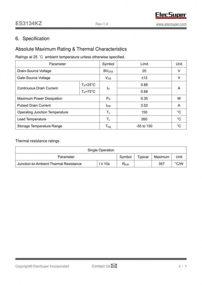 ES3134KZ datasheet page 2