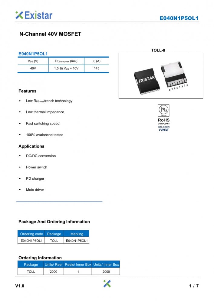 E040N1P5OL1 datasheet page 1