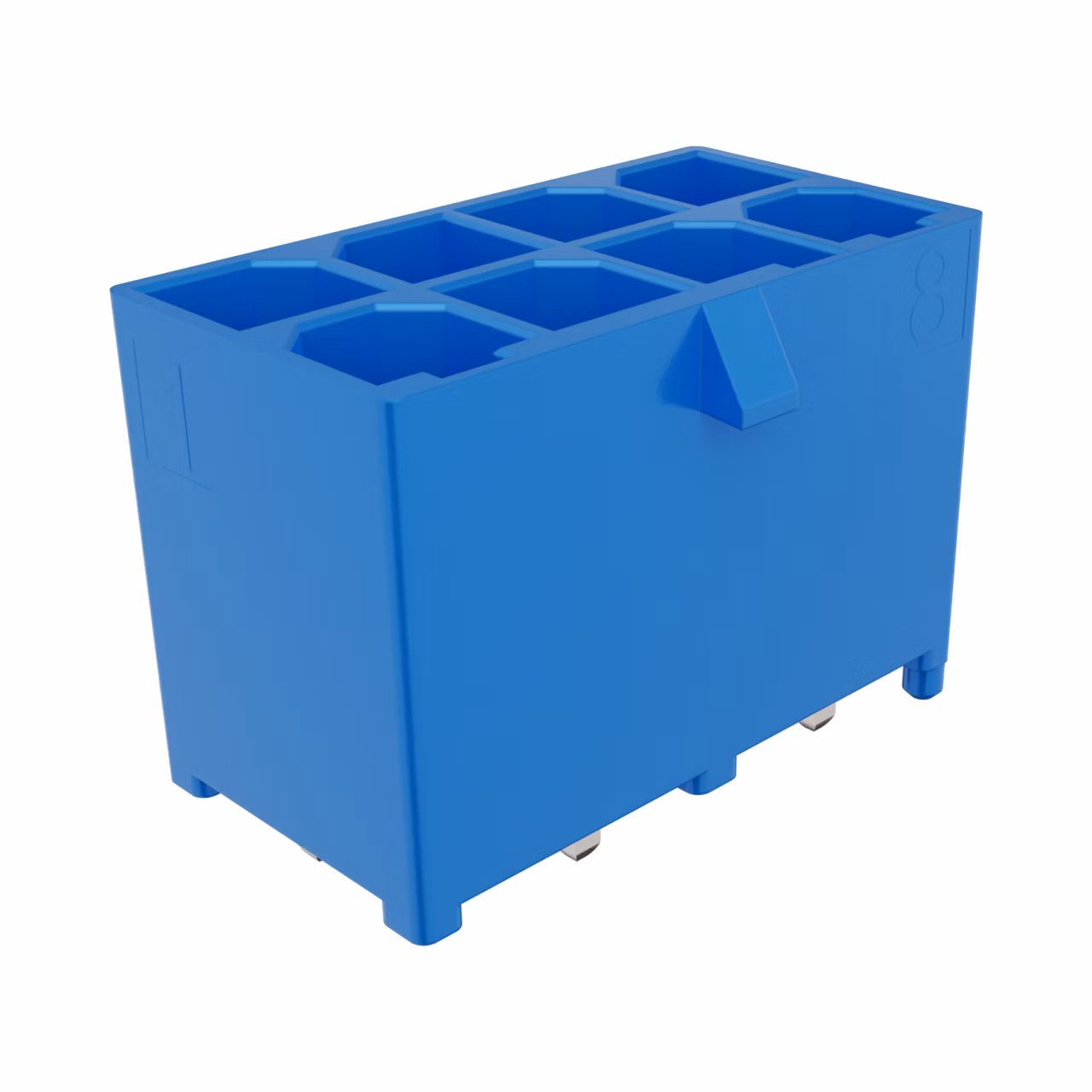 Mega-Fit Slim ColorLock Vertical Header without Crush Pegs, 5.70mm Pitch, Through Hole, Dual Row, 8 Circuits, Matte Tin (Sn) Plating, 2.93mm Tail Length, Glow-Wire Capable, Tray, Blue for sale