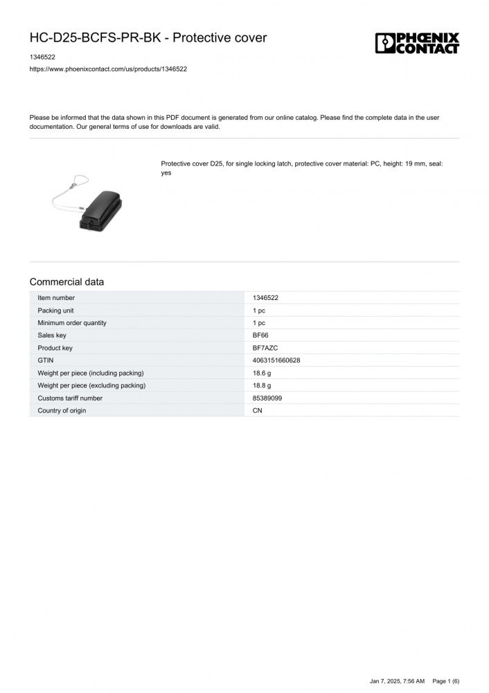 Phoenix Contact 1346522 technical document page 1