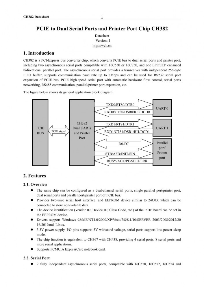 CH382L datasheet page 1