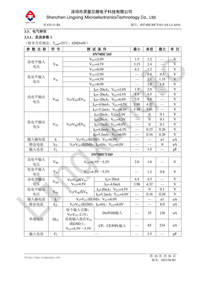 SN74HC165 datasheet page 10