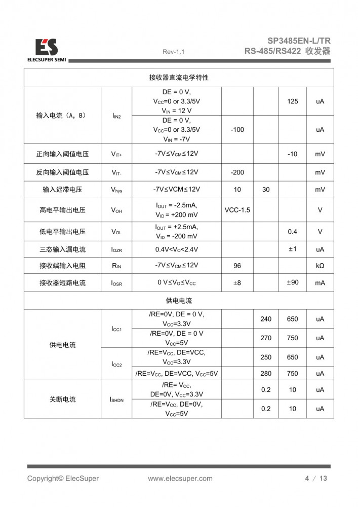 SP3485EN-L/TR datasheet page 4