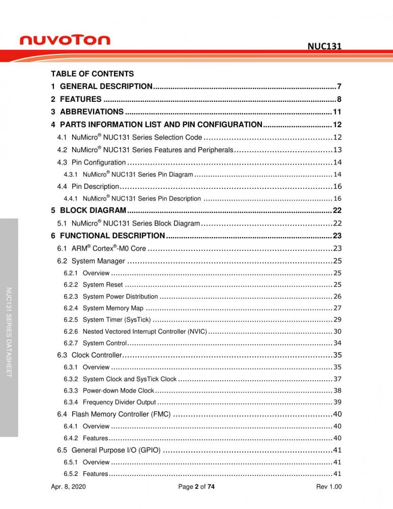 NUC131 datasheet page 2