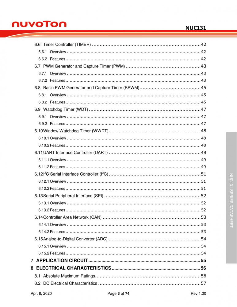 NUC131 datasheet page 3