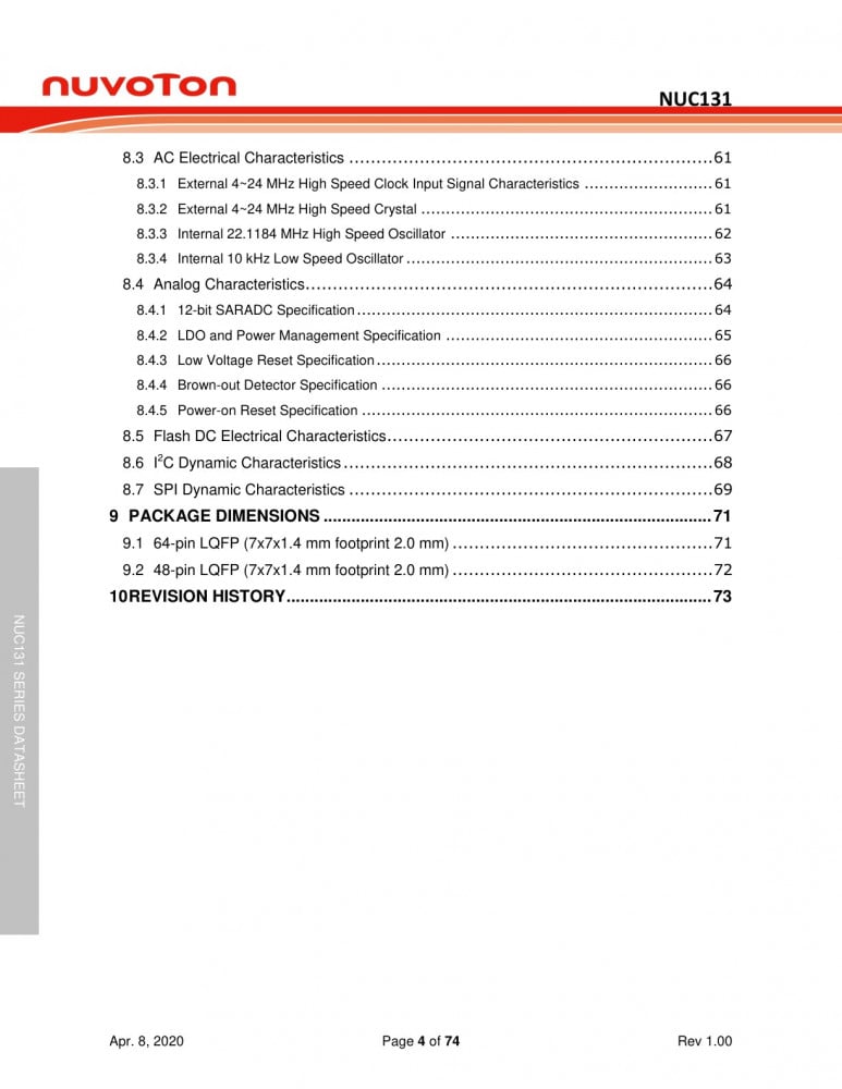 NUC131 datasheet page 4