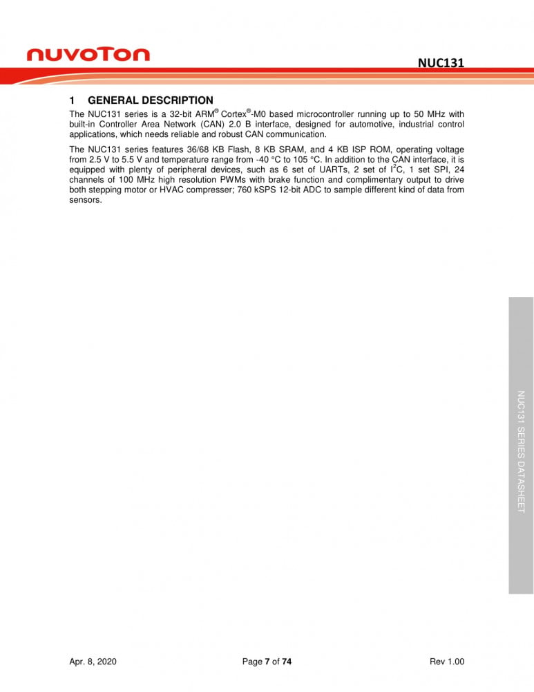 NUC131 datasheet page 7