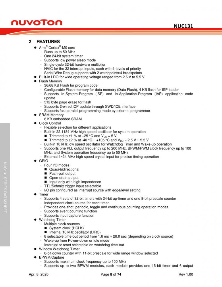NUC131 datasheet page 8
