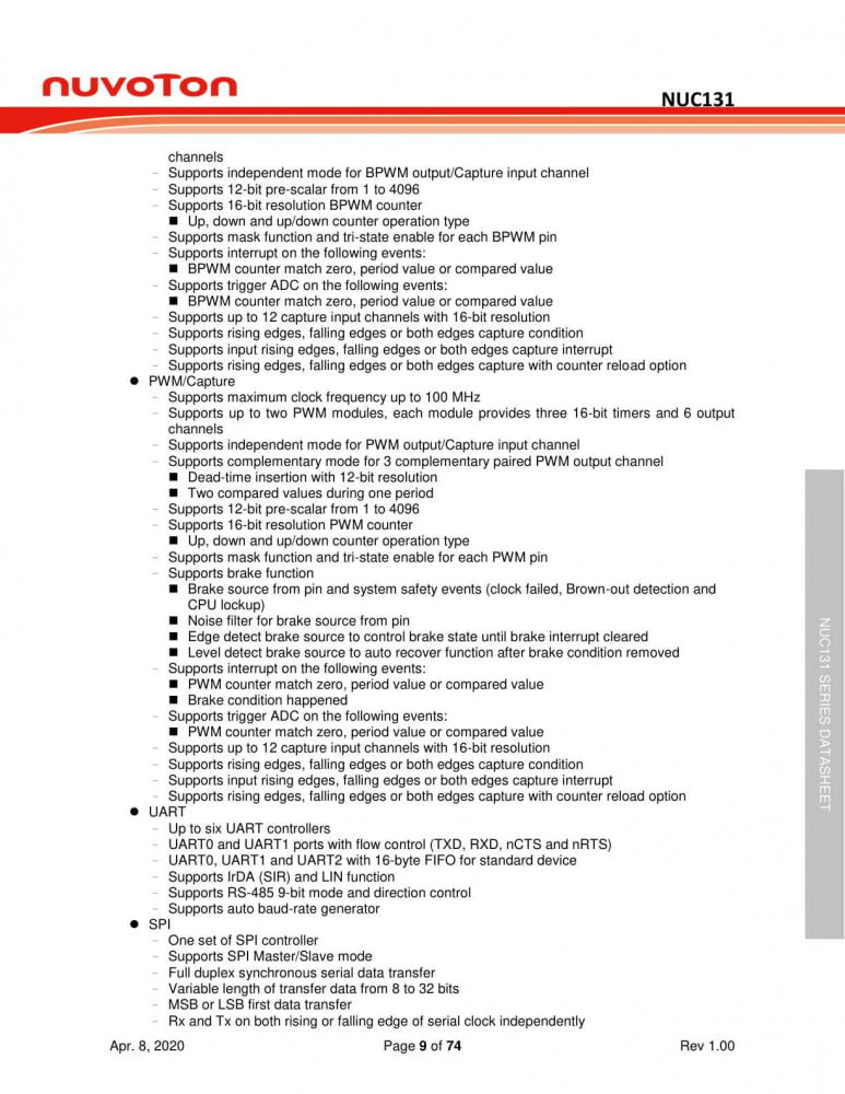 NUC131 datasheet page 9